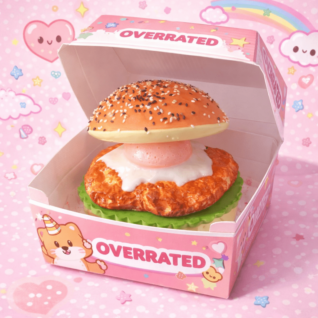 Eggstra Cute Burger Sensory Squishy – OVERRATED